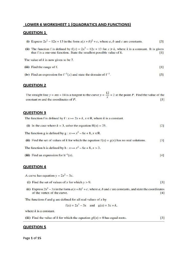 Lower 6 Worksheet 1 | PDF