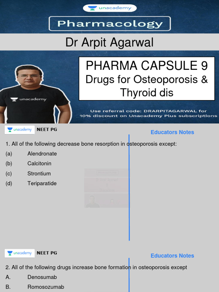 DR Arpit Agarwal Pharma Capsule 9 - Drugs For Osteoporosis, Thyroid and ...