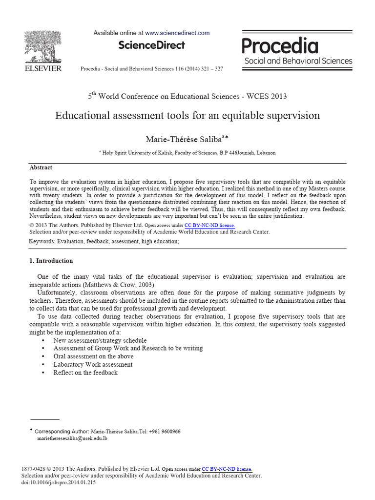 Educational Assessment Tools For An Equit - 2014 - Procedia - Social ...