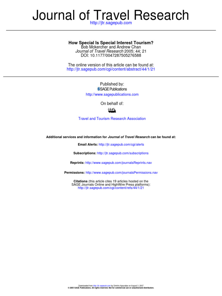 How Special Is Special Interest Tourism | PDF | Tourism | Validity ...