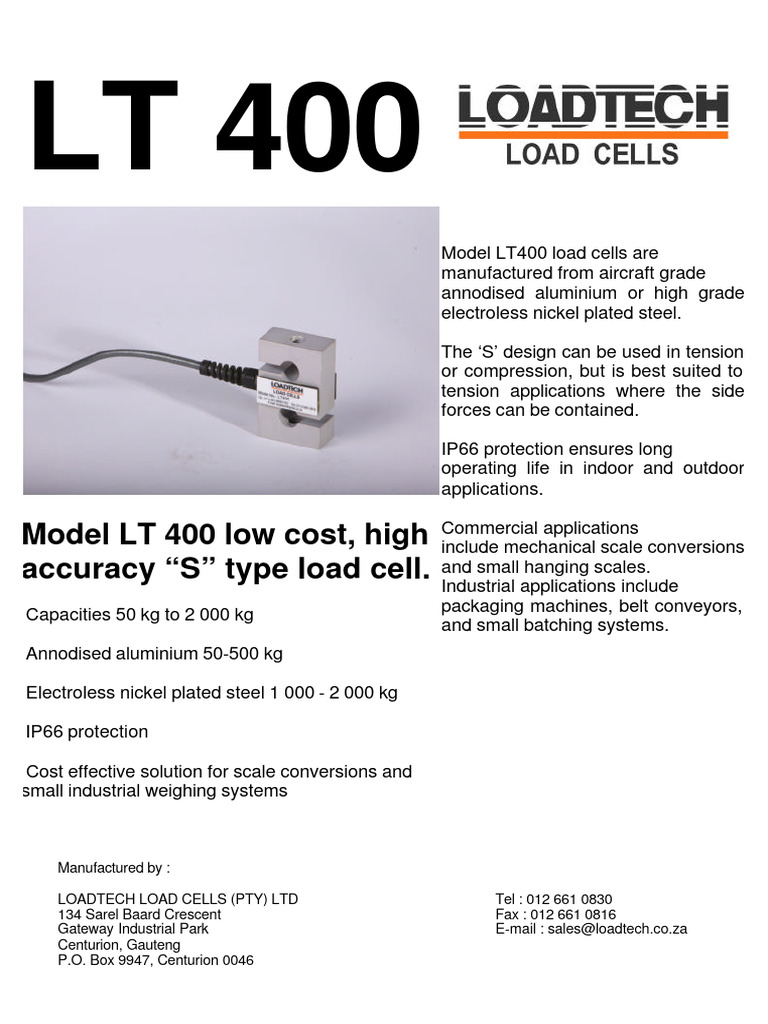 LT400 S TypeLoadcell | PDF | Manufactured Goods | Electromagnetism