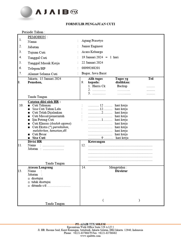 Formulir Cuti Karyawan | PDF