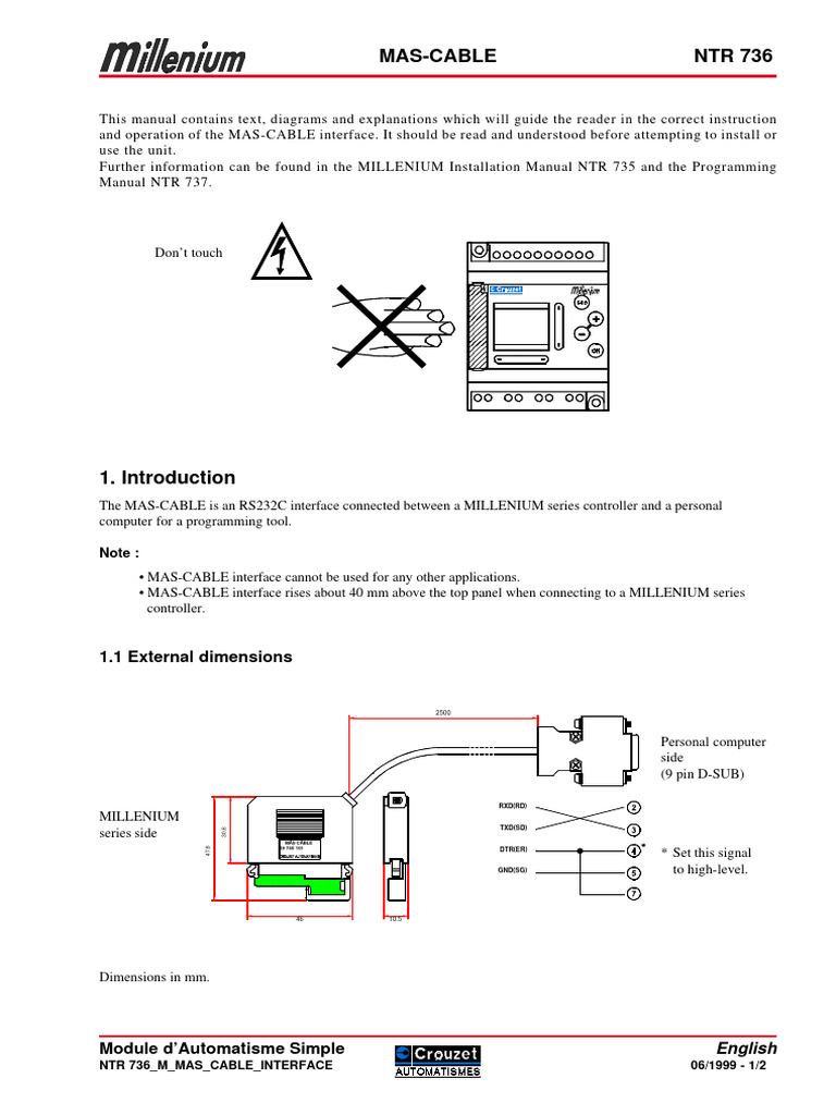 Crouzet Millenium - Mascable Programming Cable | PDF | Interface ...