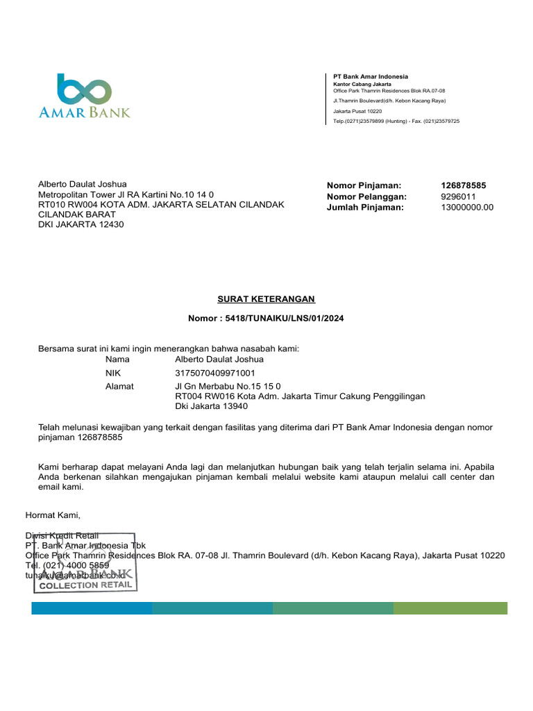 Surat Lunas Bank Amar | PDF