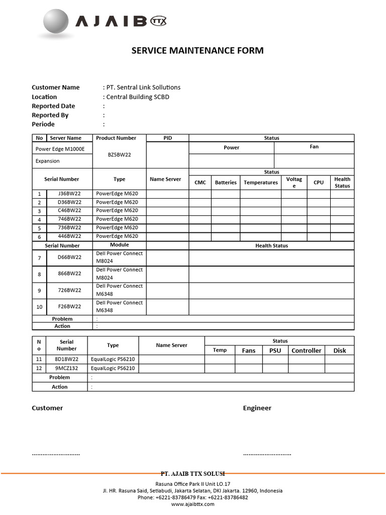 contoh form preventive maintenace | PDF | Network Service | Distributed ...