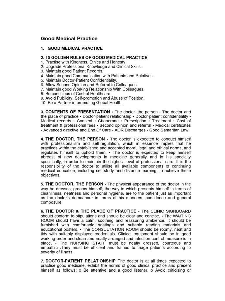 Good medical practice | PDF | Informed Consent | Medical Record