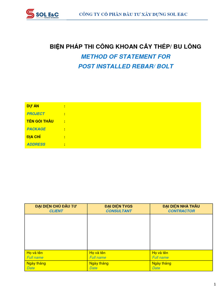 KTXD - BPTC Khoan Cay Thep Bulong | PDF