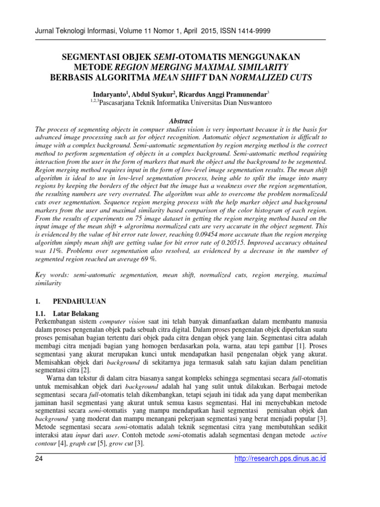 Segmentasi Objek Semi Otomatis Menggunakan Metode Region Merging Maximal Similarity Berbasis