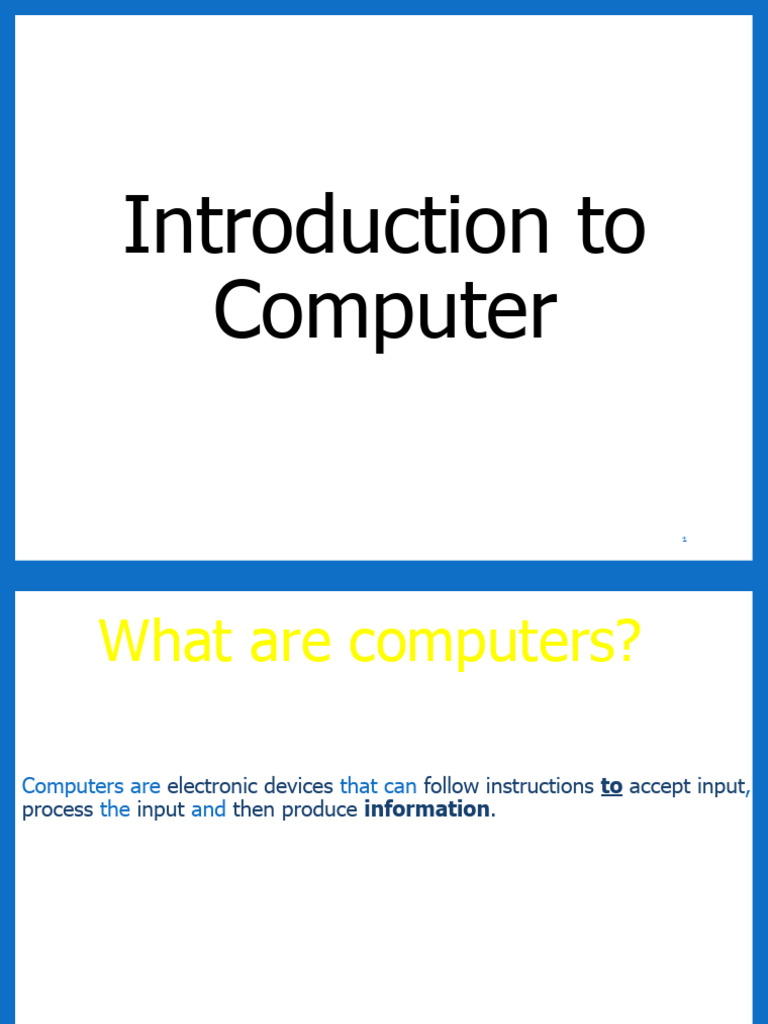Intro To Computer | PDF | Computer Data Storage | Computer Hardware