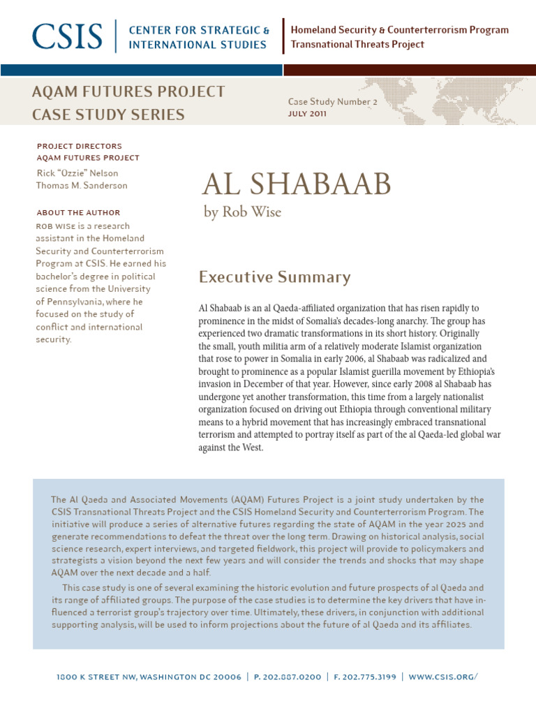 Al Shabaab: Evolution and Impact Analysis | PDF | Al Shabaab (Militant ...