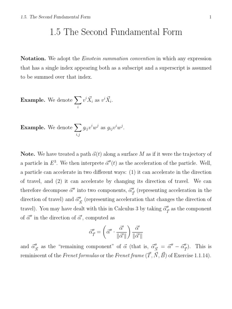 Second Fundamental Form Explained | PDF | Derivative | Acceleration