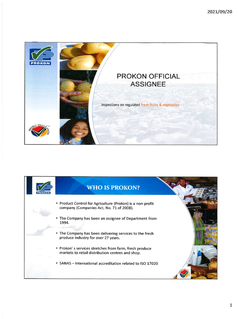 Prokon Presentation - New Inspection Fees On Regulated Fresh Fruits and Vegetables | PDF