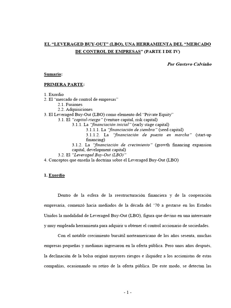 Entendiendo el Leveraged Buy-Out (LBO) | PDF | Finance & Money Management