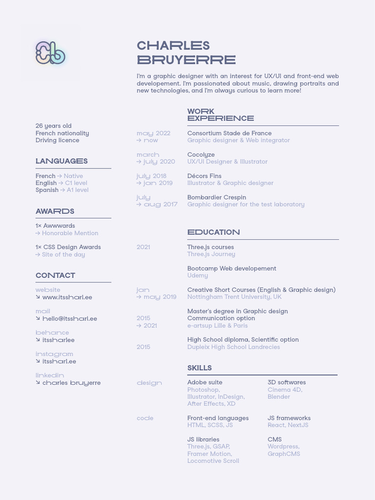 Charles Bruyerre Resume | PDF | Graphic Design | Computing