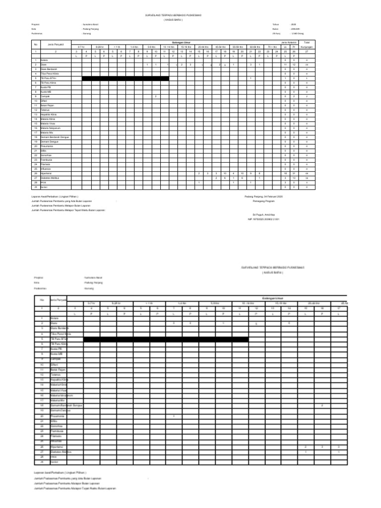 FORMAT LAP STP (Surveilance Terpadu Puskesmas) | PDF