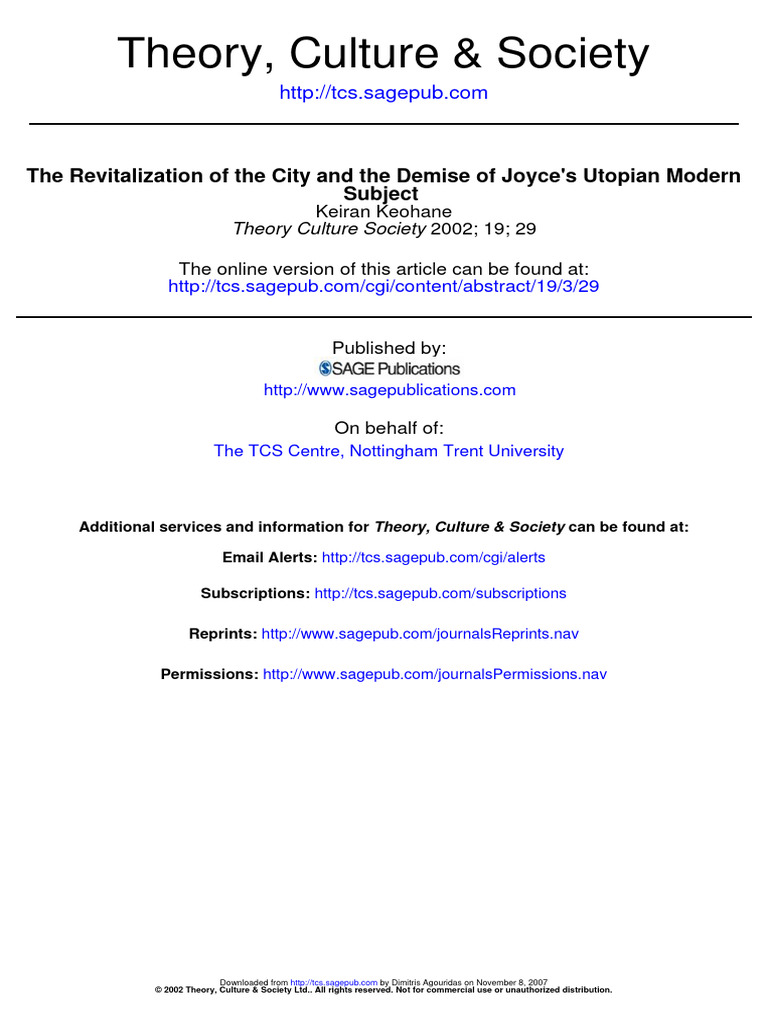 The Revitalization of The City and The Demise of Joyce's Uto | PDF | Sociology | James Joyce