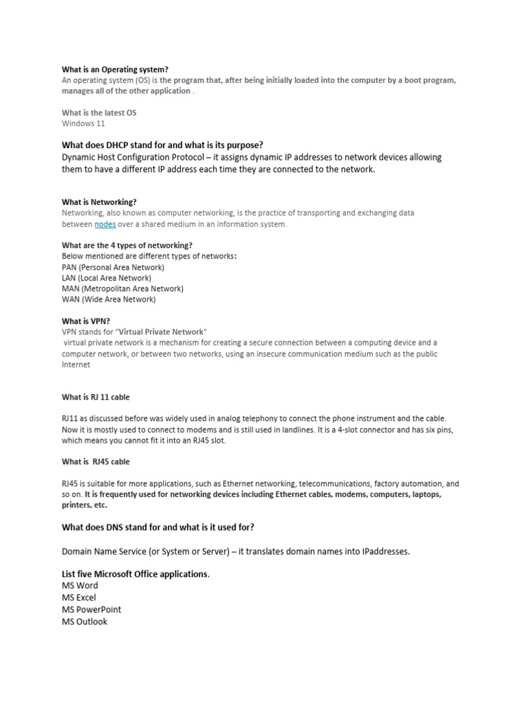 Sample Technical Questionnaire | PDF | Computer Network | Random Access Memory