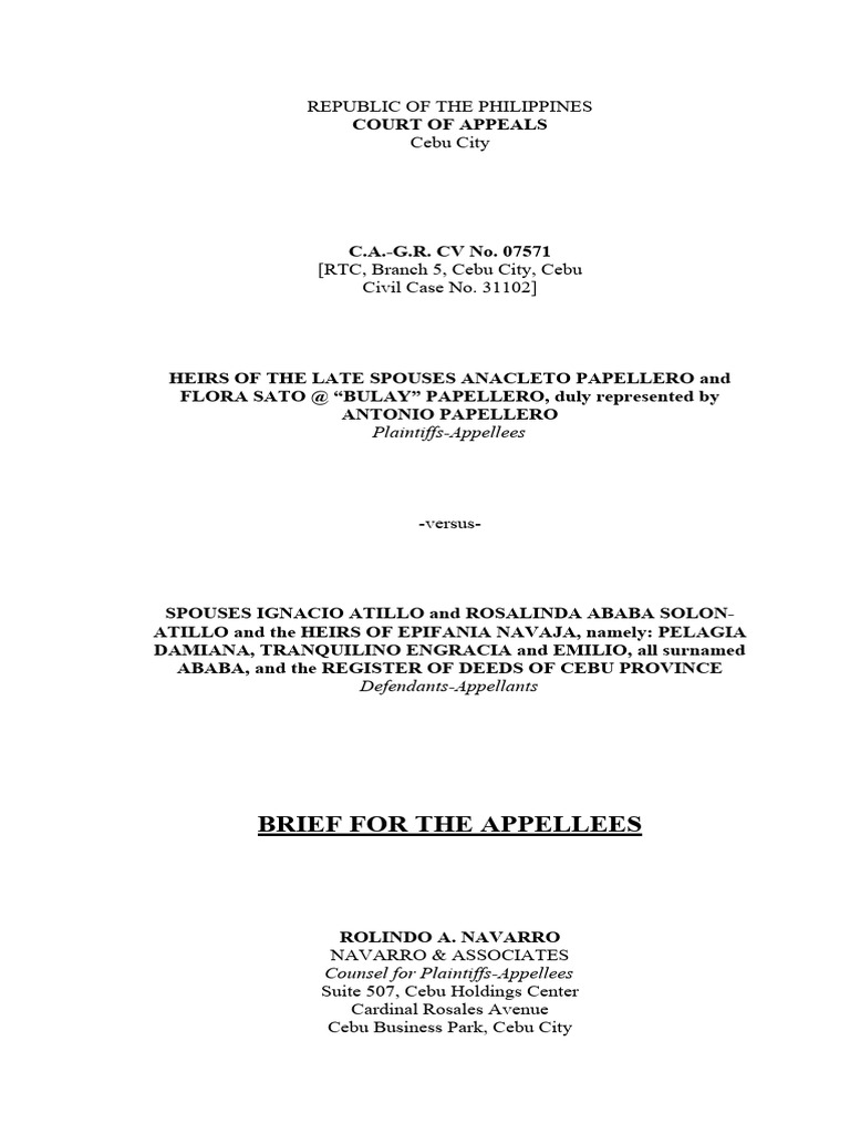 Cover-Appellee's Brief-Papellero | PDF | Judiciaries | Legal Procedure