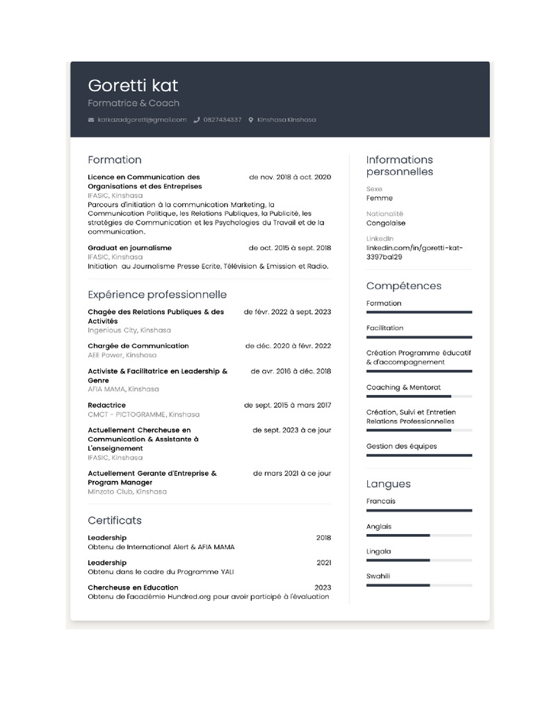 CV Kat - Formatrice | PDF