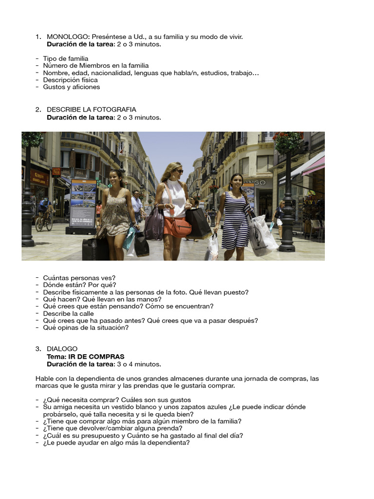 Examen Oral DELE A2 | PDF