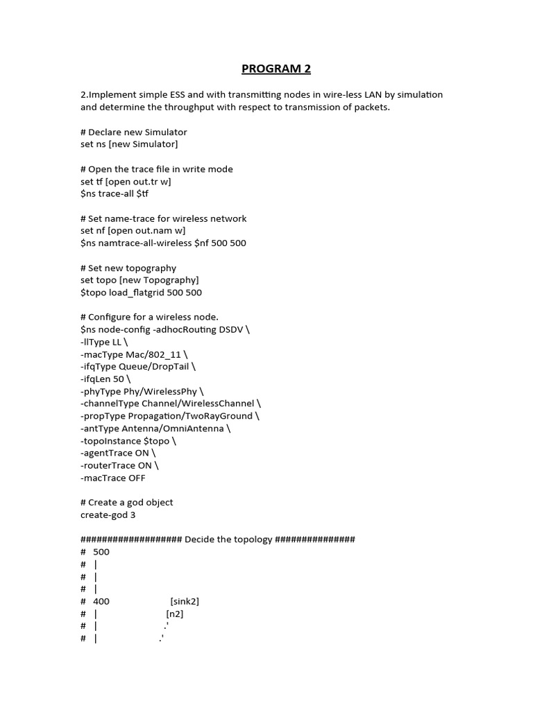 PROGRAM 2&3.tcl | PDF | Wireless Lan | Communications Protocols PROGRAM 2&3.tcl | PDF | Wireless Lan | Communications Protocols