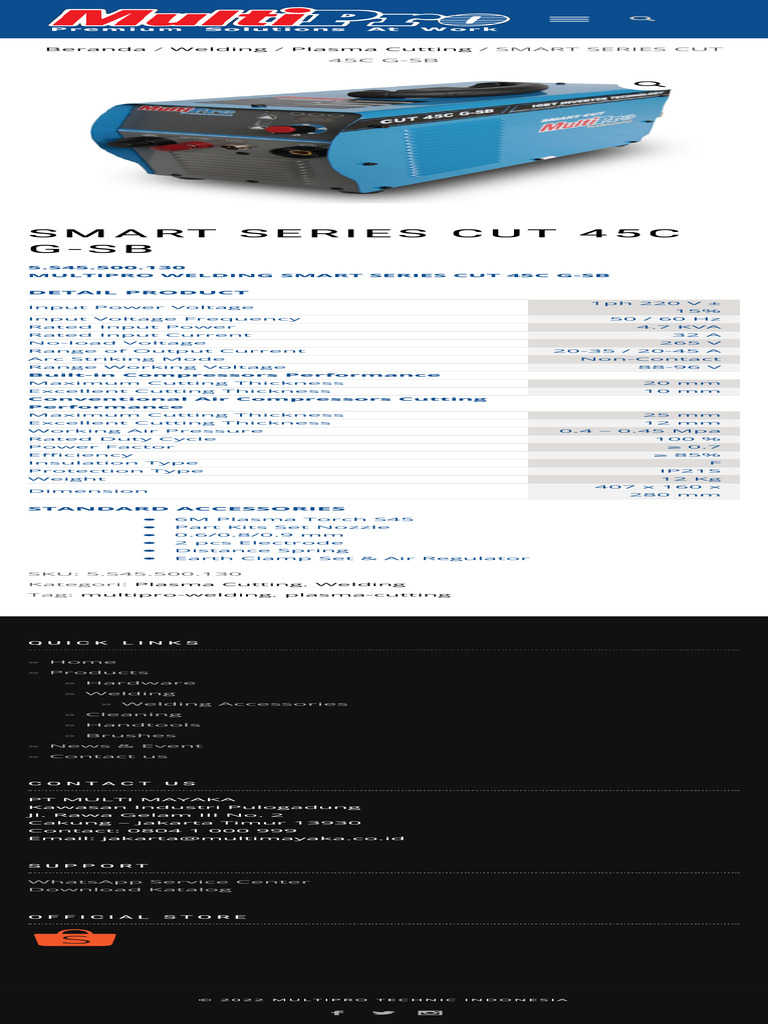 Multipro Welding Smart Series Cut 45c G-SB - Mult | PDF | Plasma ...
