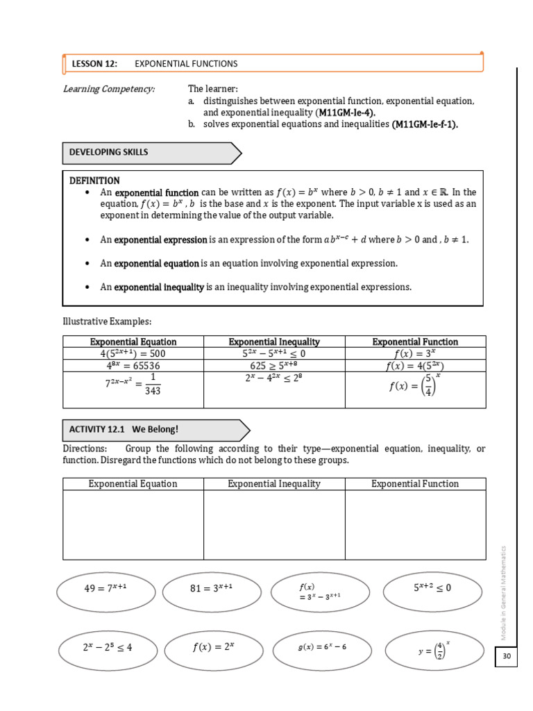 Module General Mathematics 4 | PDF | Equations | Function (Mathematics)