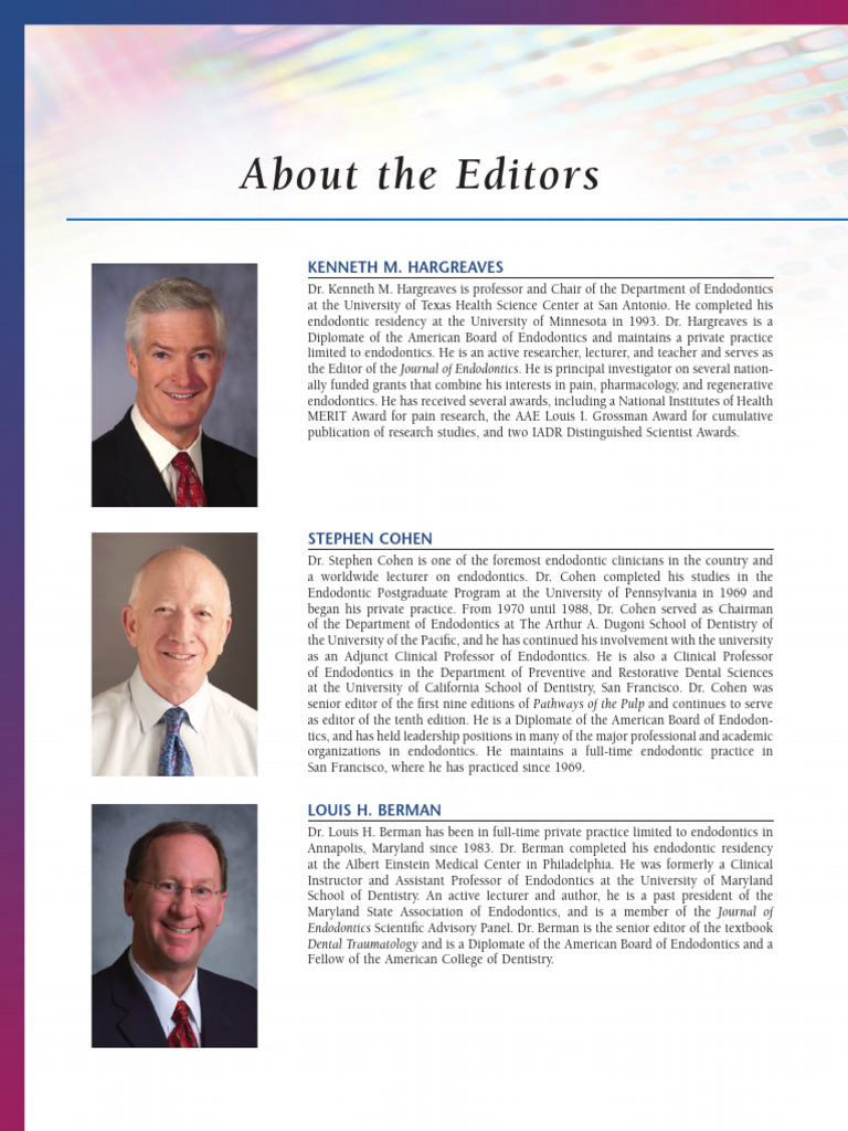 About The Editors 2011 Cohen S Pathways Of The Pulp Pdf Dentistry Lecturer