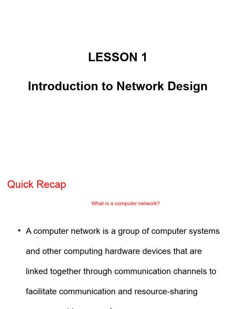 Lesson 1 - Introduction To Network Design | PDF | Computer Network | Internet Protocol Suite