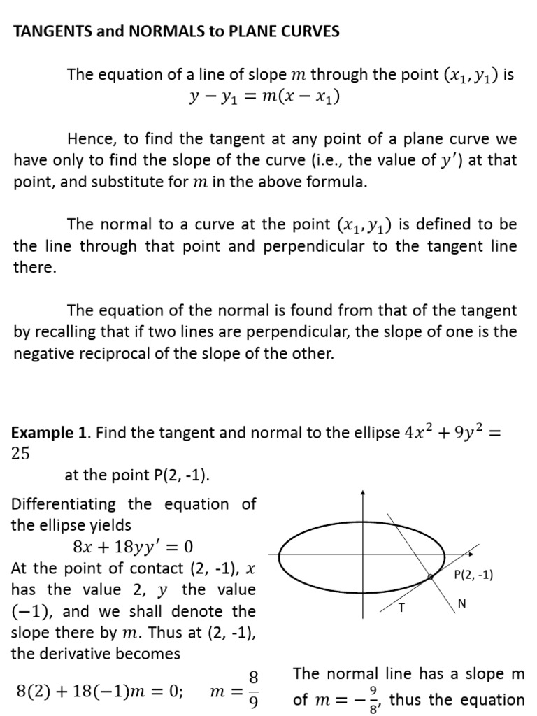 Tangents and Normals 1 | PDF | Tangent | Slope