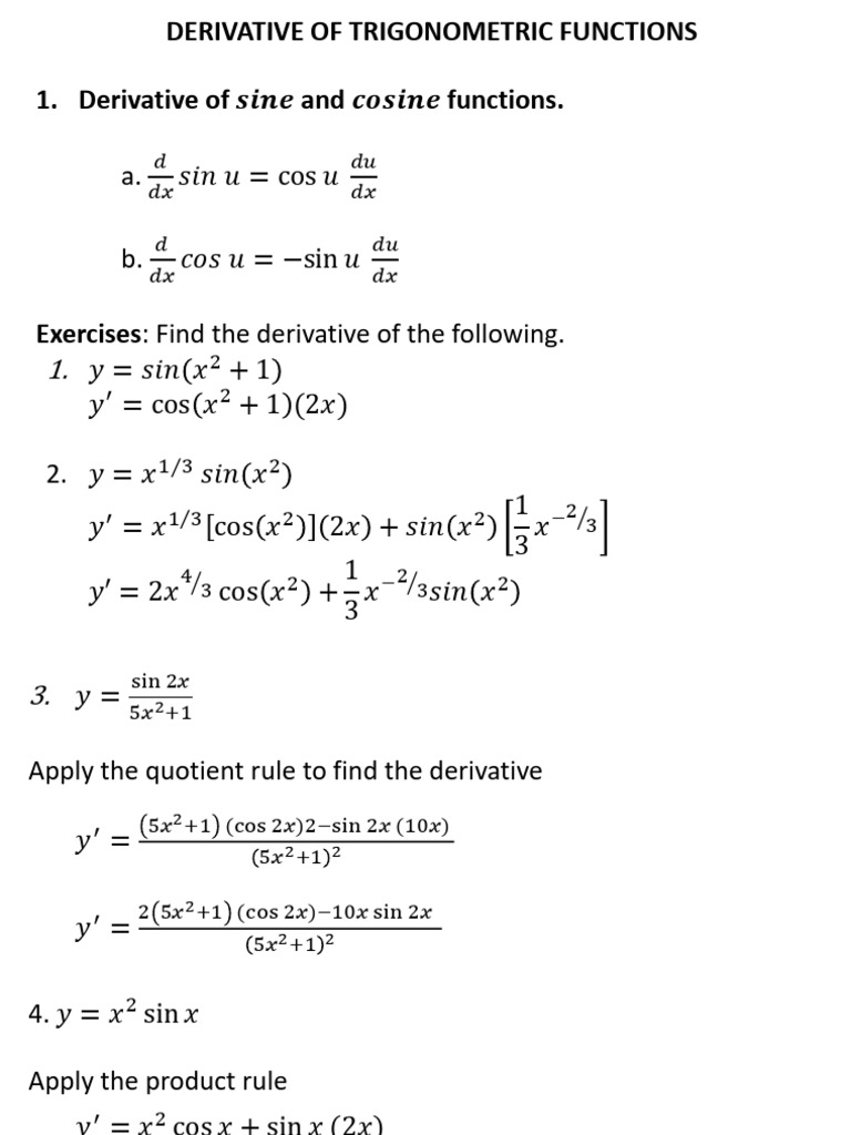 Trigonometric Function | PDF | Area | Derivative