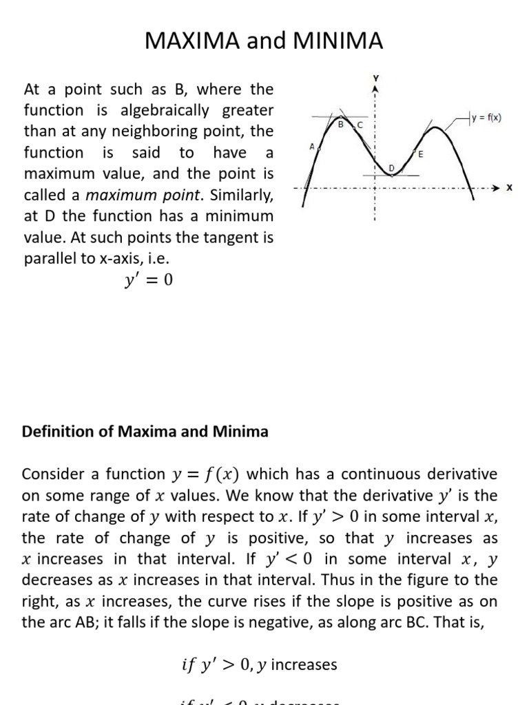 Maxima And Minima 1 Pdf Applied Mathematics Mathematical Logic