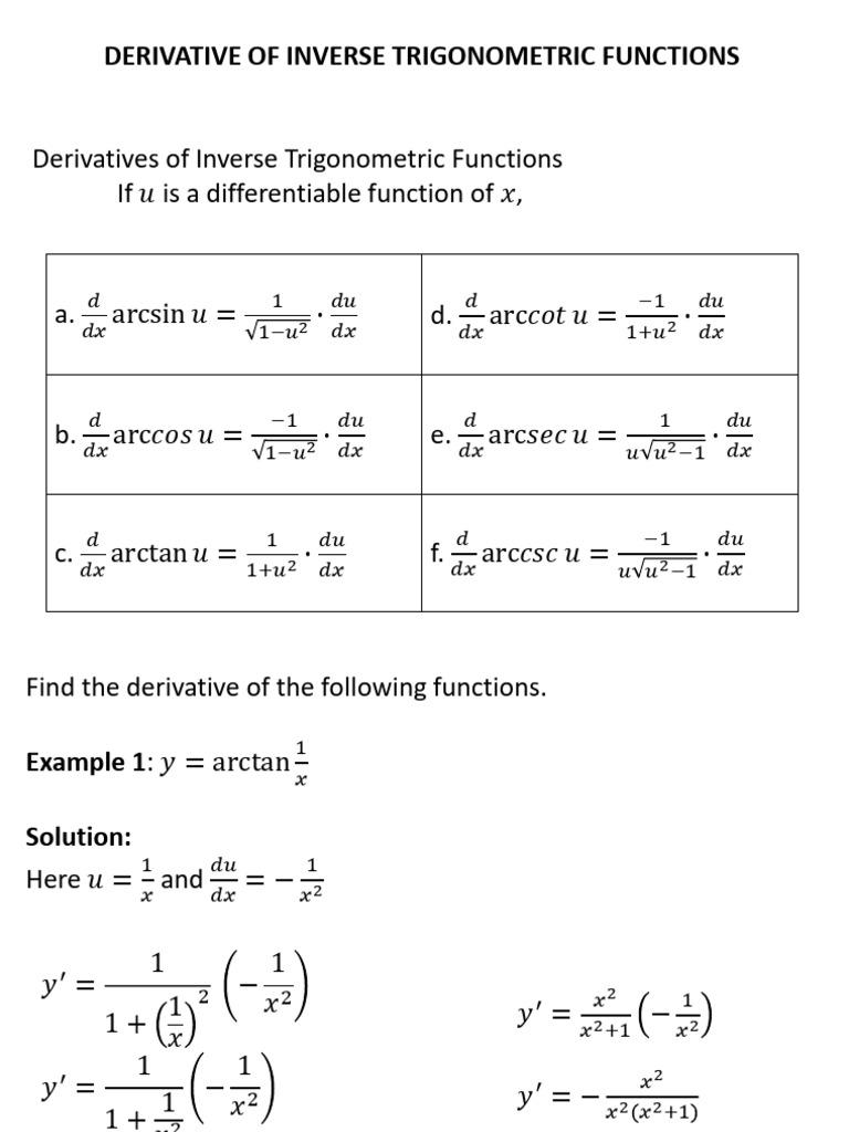Inverse Trigonometric Function | PDF Inverse Trigonometric Function | PDF