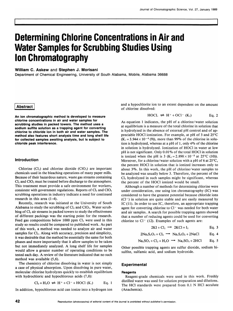 Chlorine in Air | PDF | Chlorine | Hydrochloric Acid