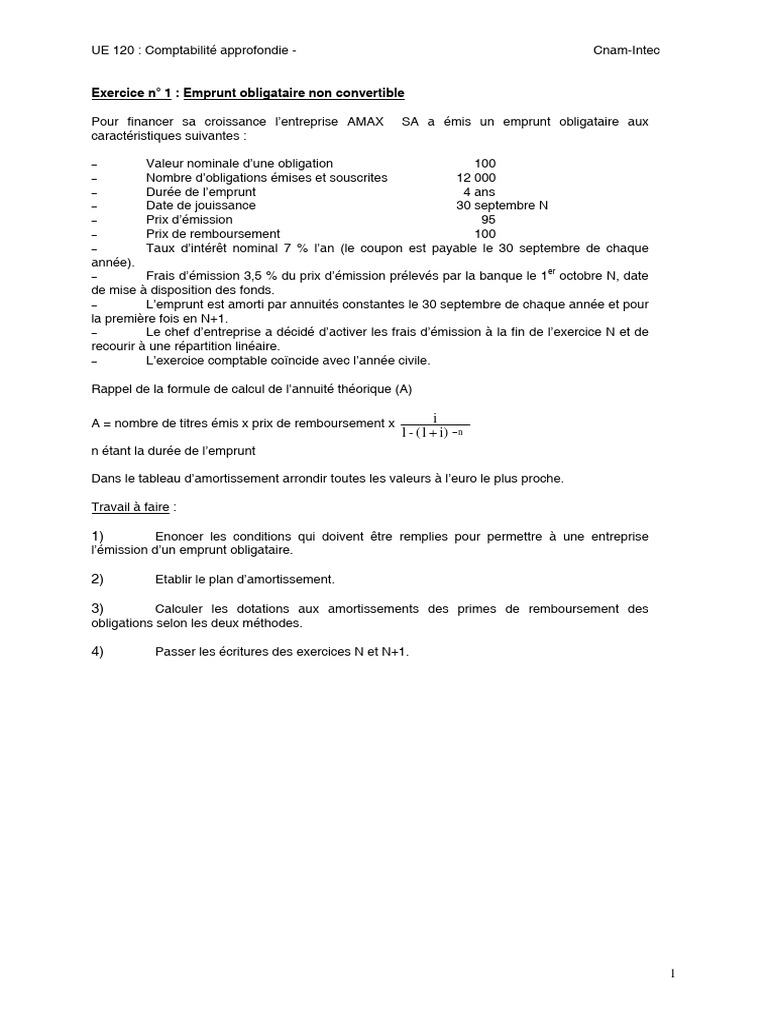 120 Exo Corr Emprunts Obligatoires | PDF | Finance et gestion monétaire