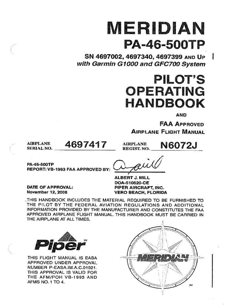 Piper PA-46-500TP G1000 POH | PDF | Flap (Aeronautics) | Takeoff