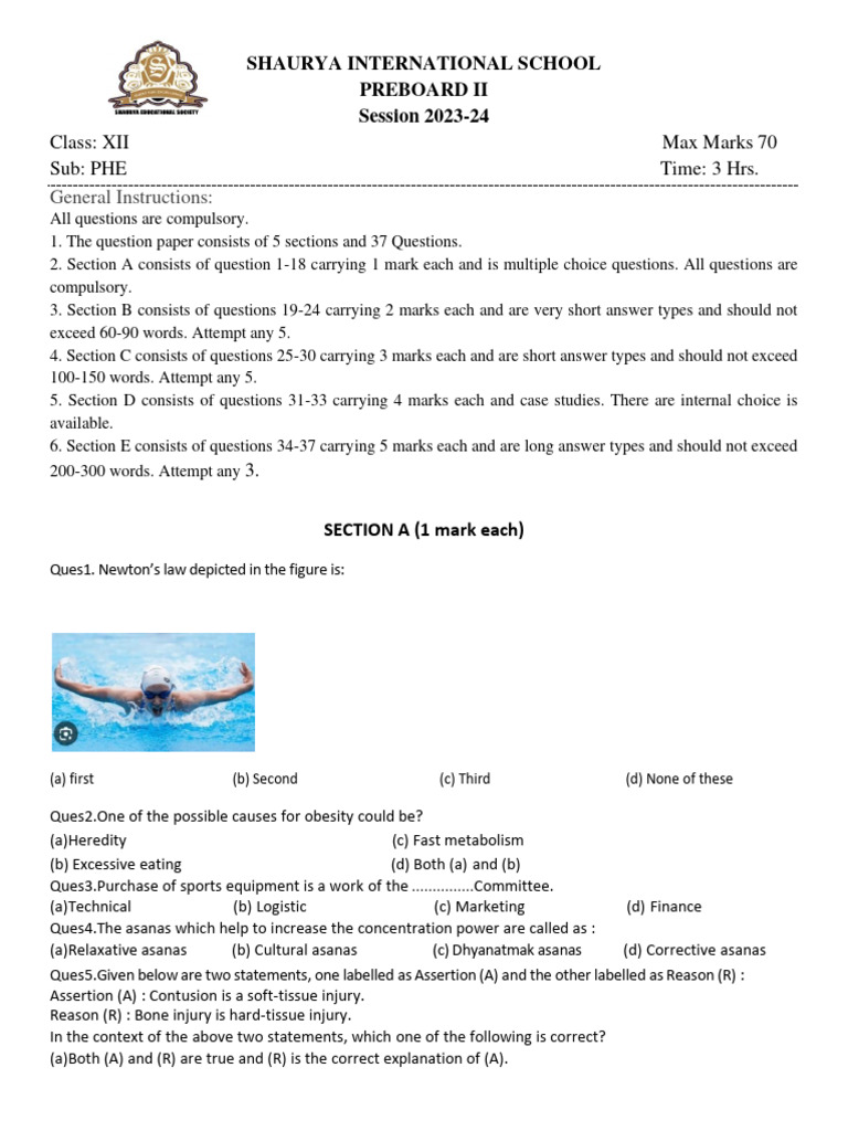 GR Xii Phe Set B Preboard Ii 2023 | PDF | Physical Fitness | Nutrients