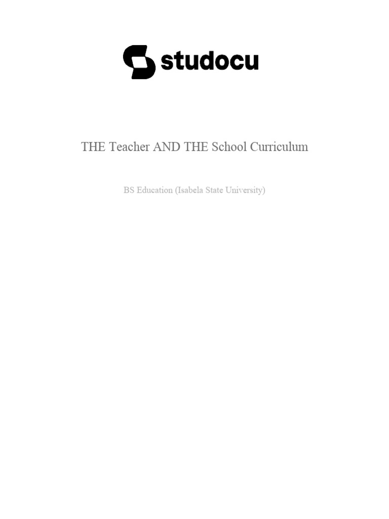 The Teacher and The School Curriculum | PDF | Curriculum | Learning