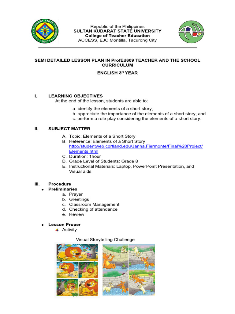 Lesson Plan 1 | Download Free PDF | Plot (Narrative) | Lesson Plan