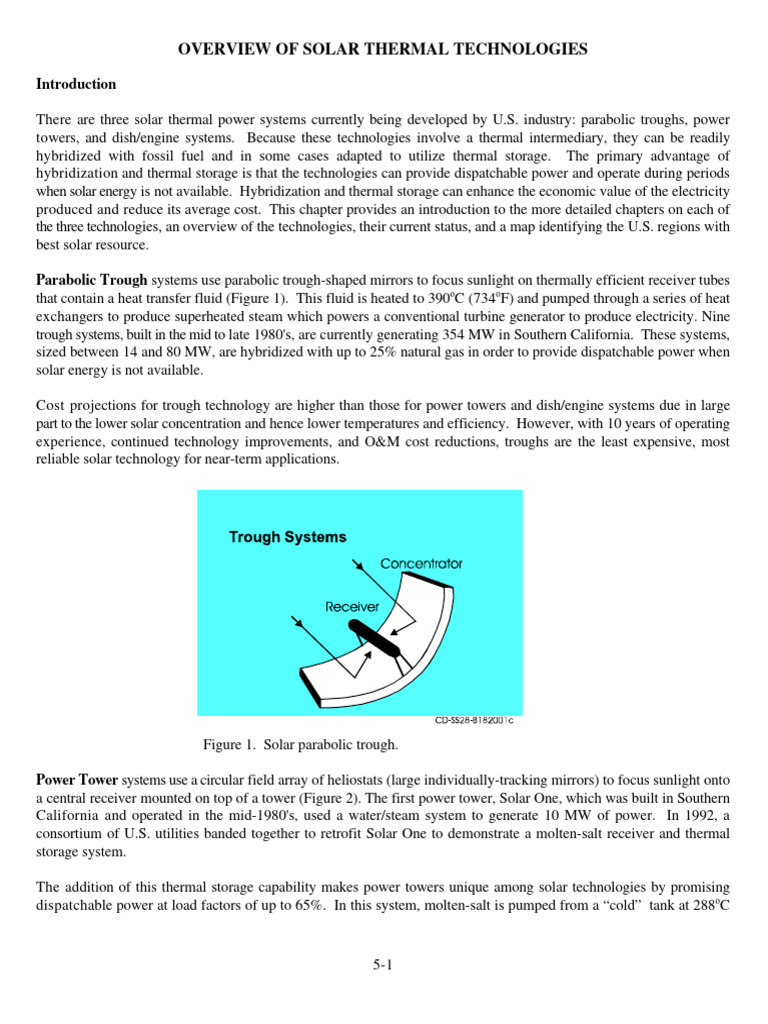 Overview of Solar Thermal Technologies | Download Free PDF | Solar Energy | Solar Power