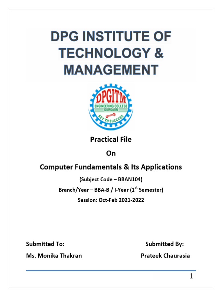 BBA Practical File: Computer Fundamentals | PDF | Internet Explorer | Microsoft Windows