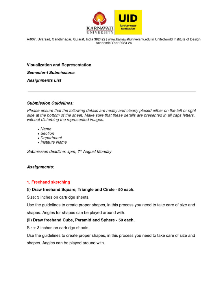 Final Assignments List of V&R Module-1 | PDF | Drawing | Shape