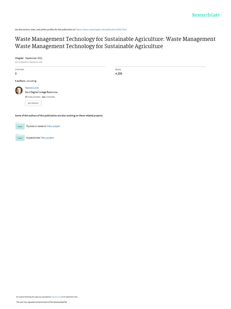 Waste Management Technology For Sustainable Agriculture Waste ...