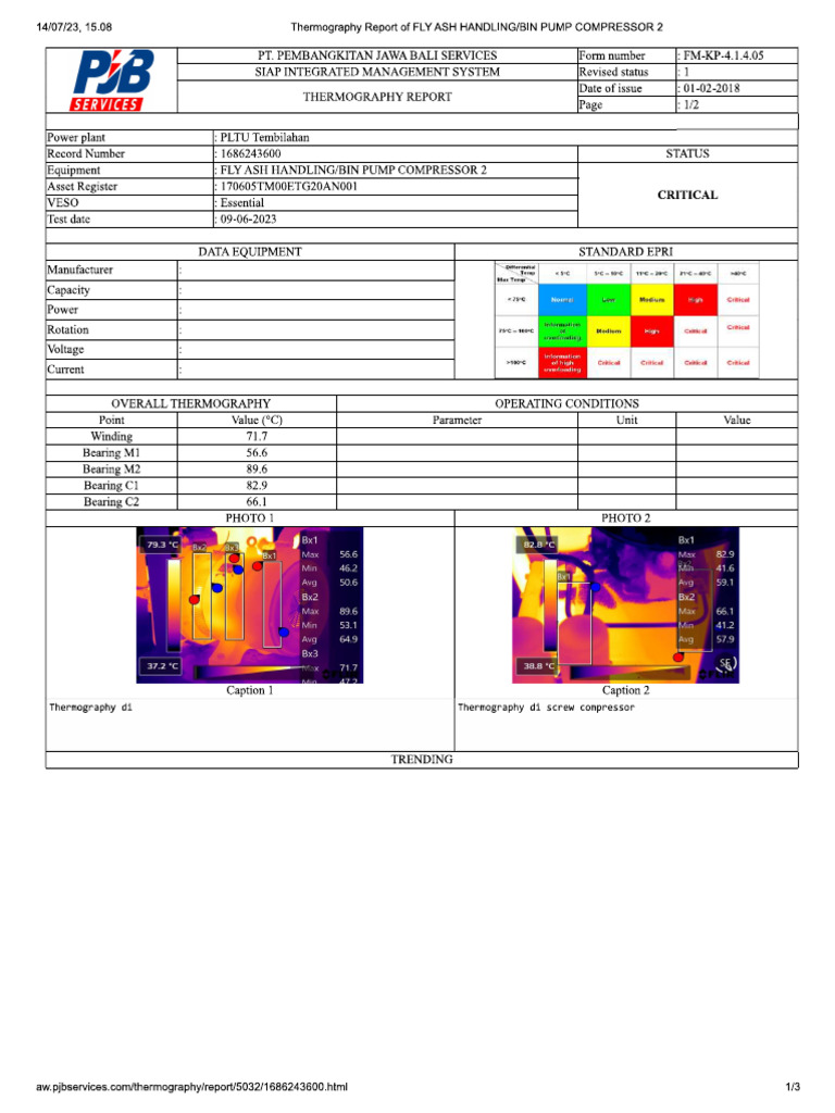 Thermography Bin Pump Compressor Unit 2 | PDF
