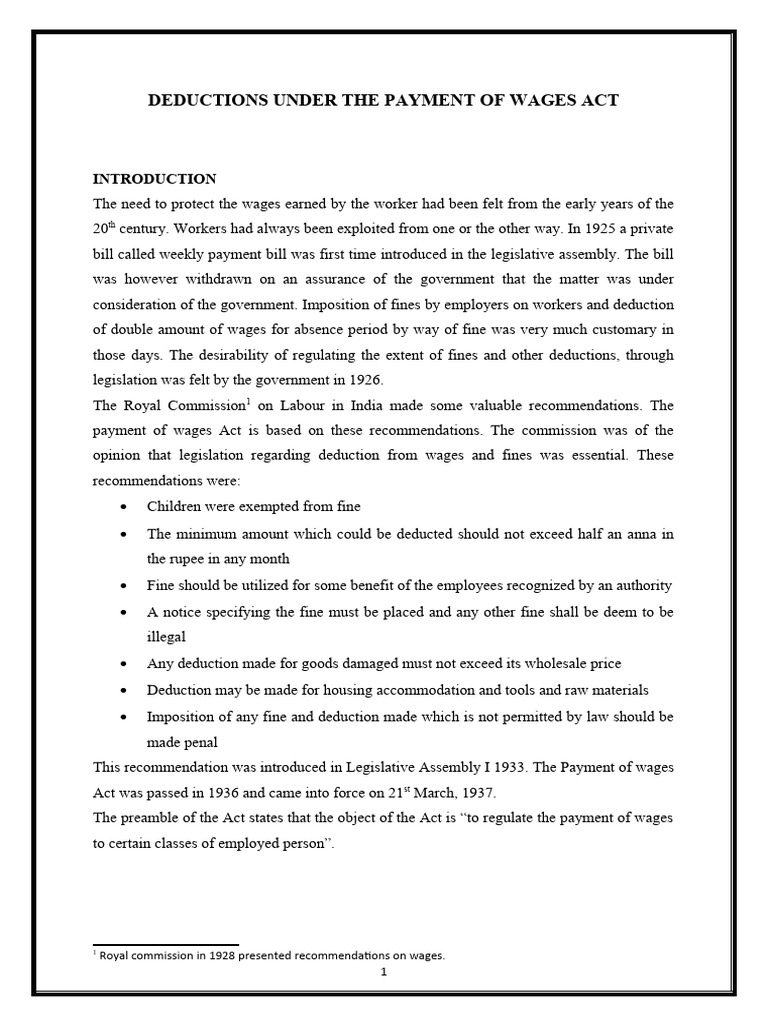 Deductions Under Payment of Wages Act | PDF | Employment | Life Insurance