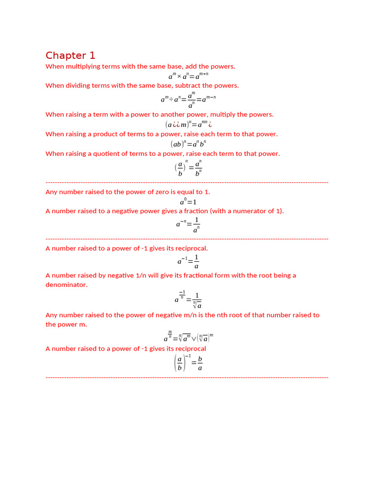 HSC Maths Notes | PDF | Elementary Mathematics | Division (Mathematics)