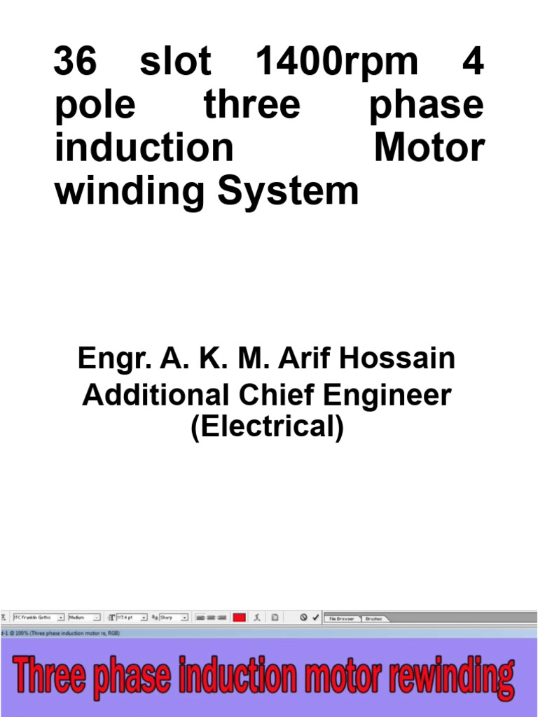 36 Slot 1400rpm 4 Pole Three Phase Induction Motor Winding System | PDF