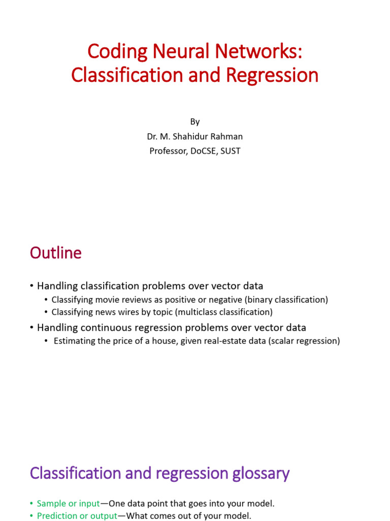 Coding Neural Networks-Classification & Regression | PDF | Statistical Classification ...