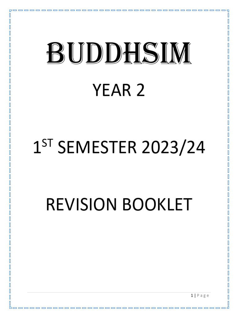 Buddhism - Year 2 - 1st Semester Revision Booklet 2023 | PDF