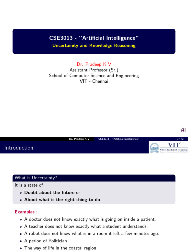 5 - CSE3013 - Uncertainity and Knowledge Engineering | PDF | Bayesian Network | Bayesian Inference